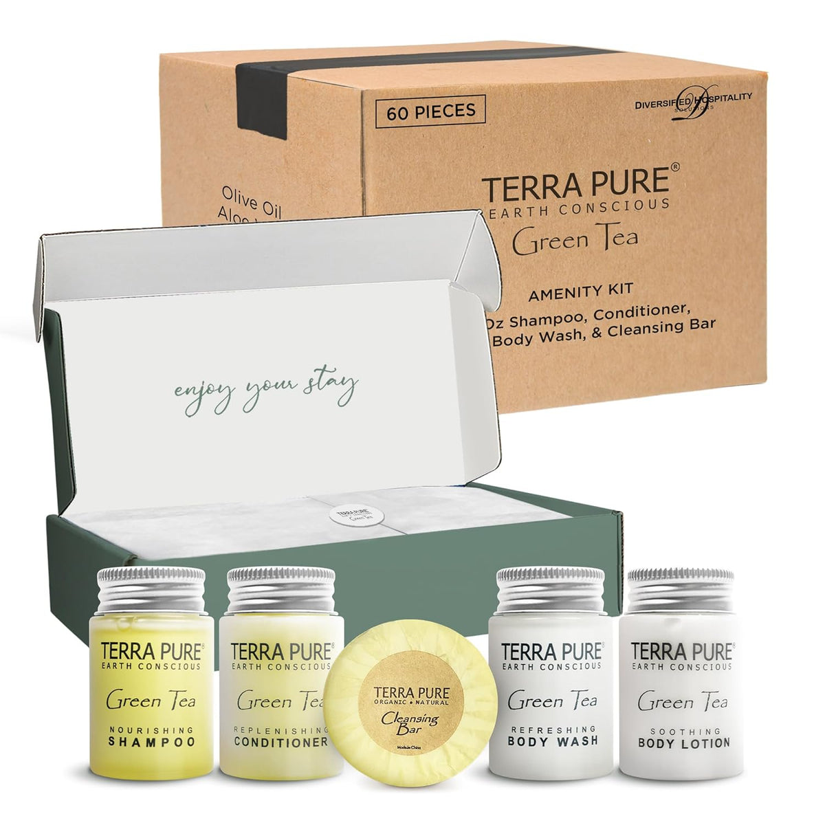 Terra Pure Gree Tea Amenity Kit | Boxed Hotel Toiletries | Bulk Set 1o ...