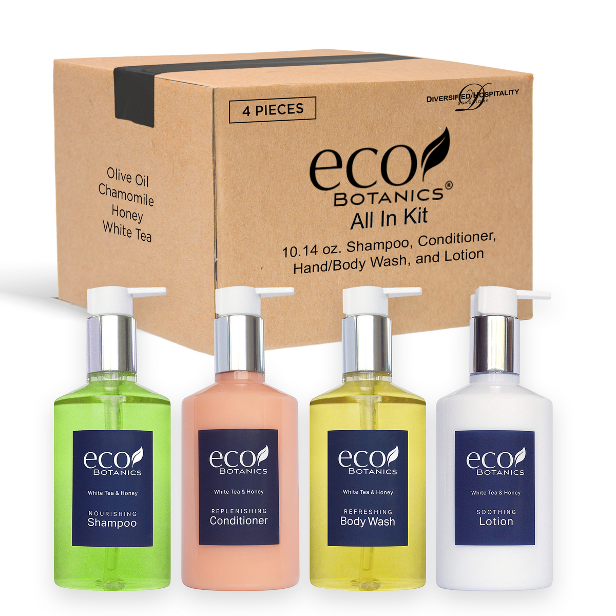 Eco Botanics,10.14 oz. Pumps (1 of Each) Shampoo, Conditioner, Hand/Bo ...