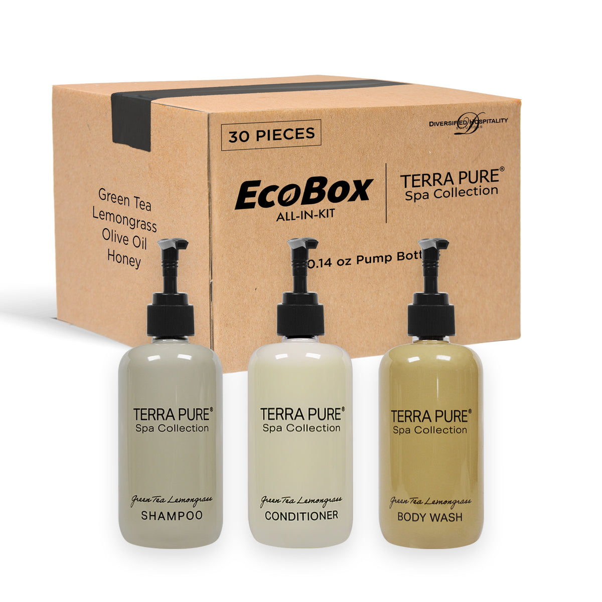 A 30 Piece EcoBox All-in-Kit of our Terra Pure Spa Collection 10.14 oz — Diversified Hospitality