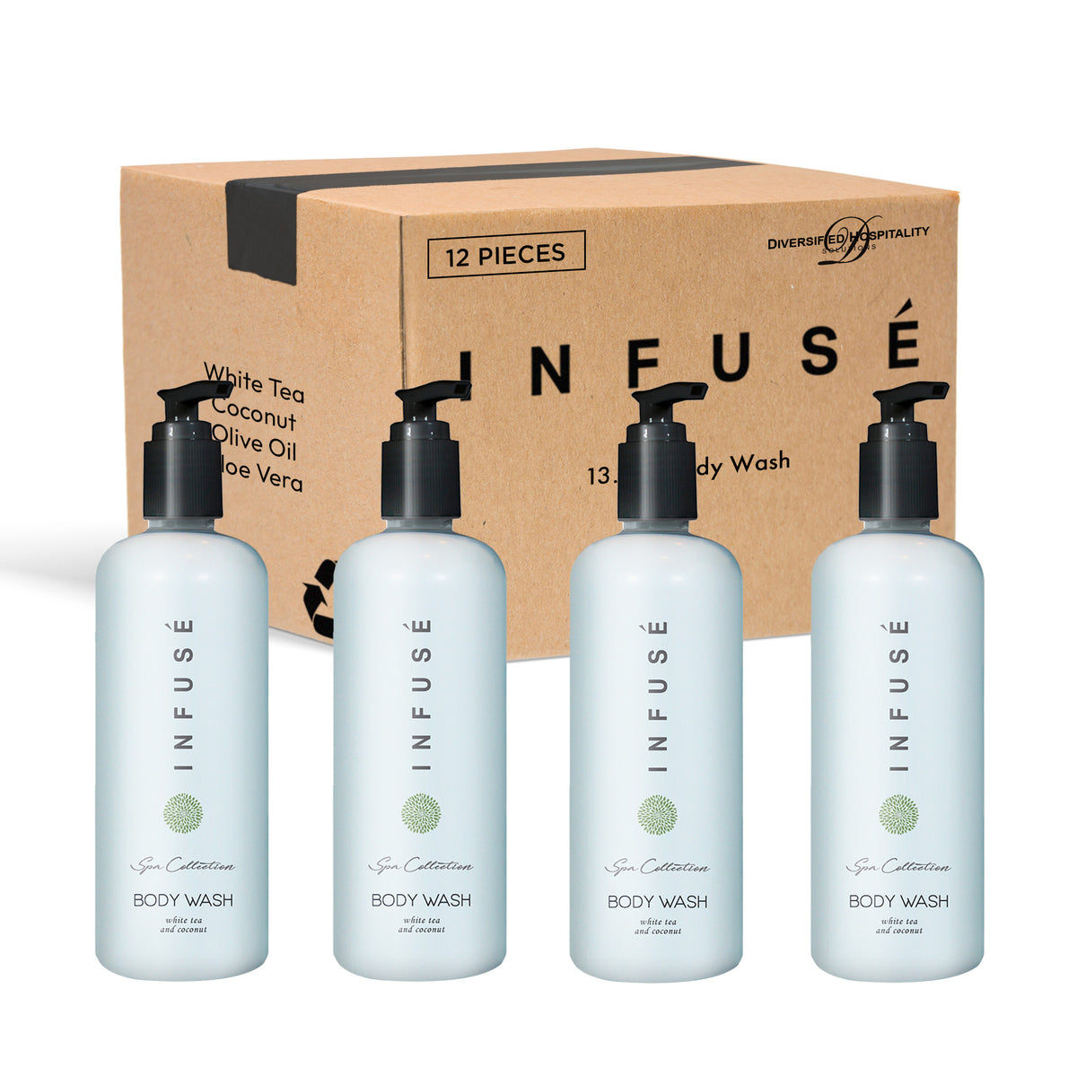 Infusé White Tea and Coconut Body Wash Acquavera Bracket 400 ml Case o ...