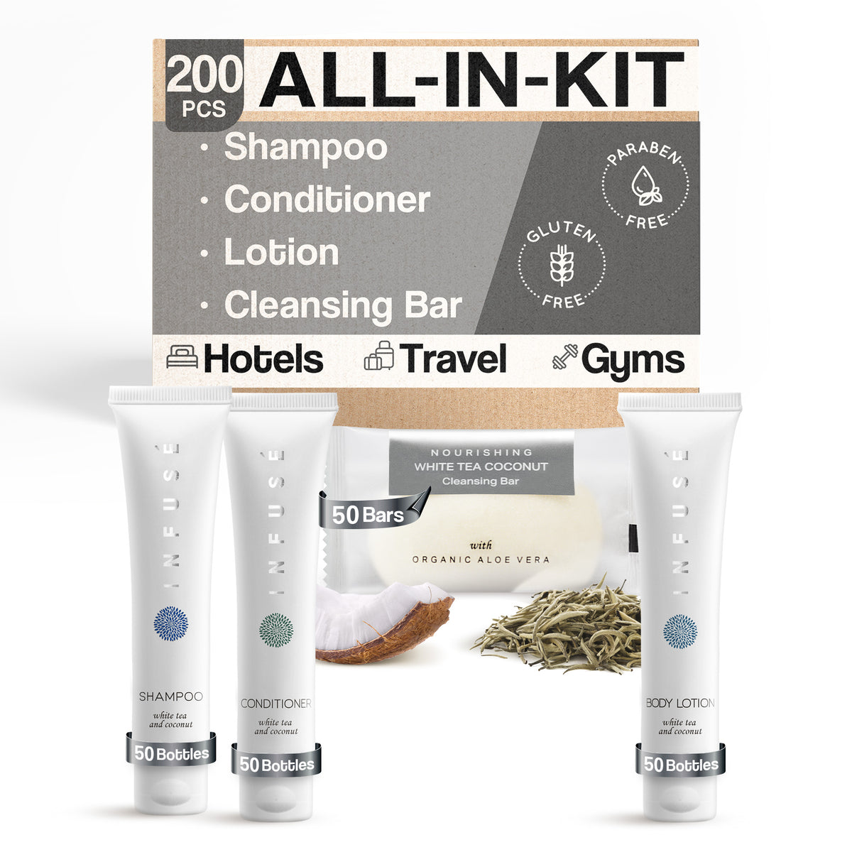 Infuse Hotel Soaps and Toiletries Bulk Set | 1-Shoppe All-In-Kit Ameni ...